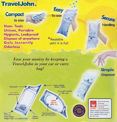 Traveljohn disposable urinal for men and women - elderstore.com